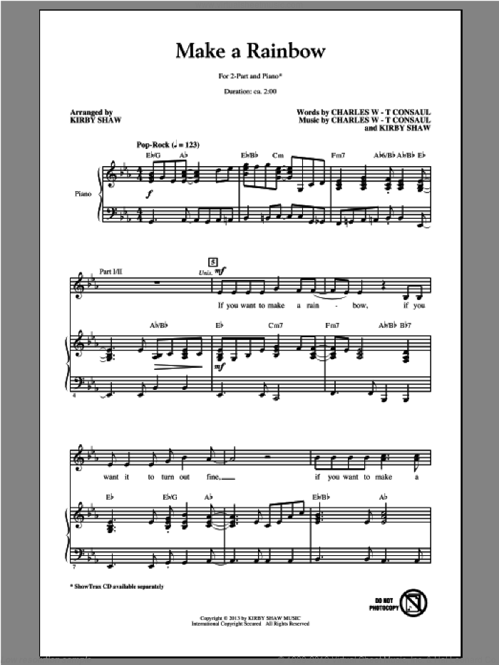 Make A Rainbow sheet music for choir (2-Part) (PDF)