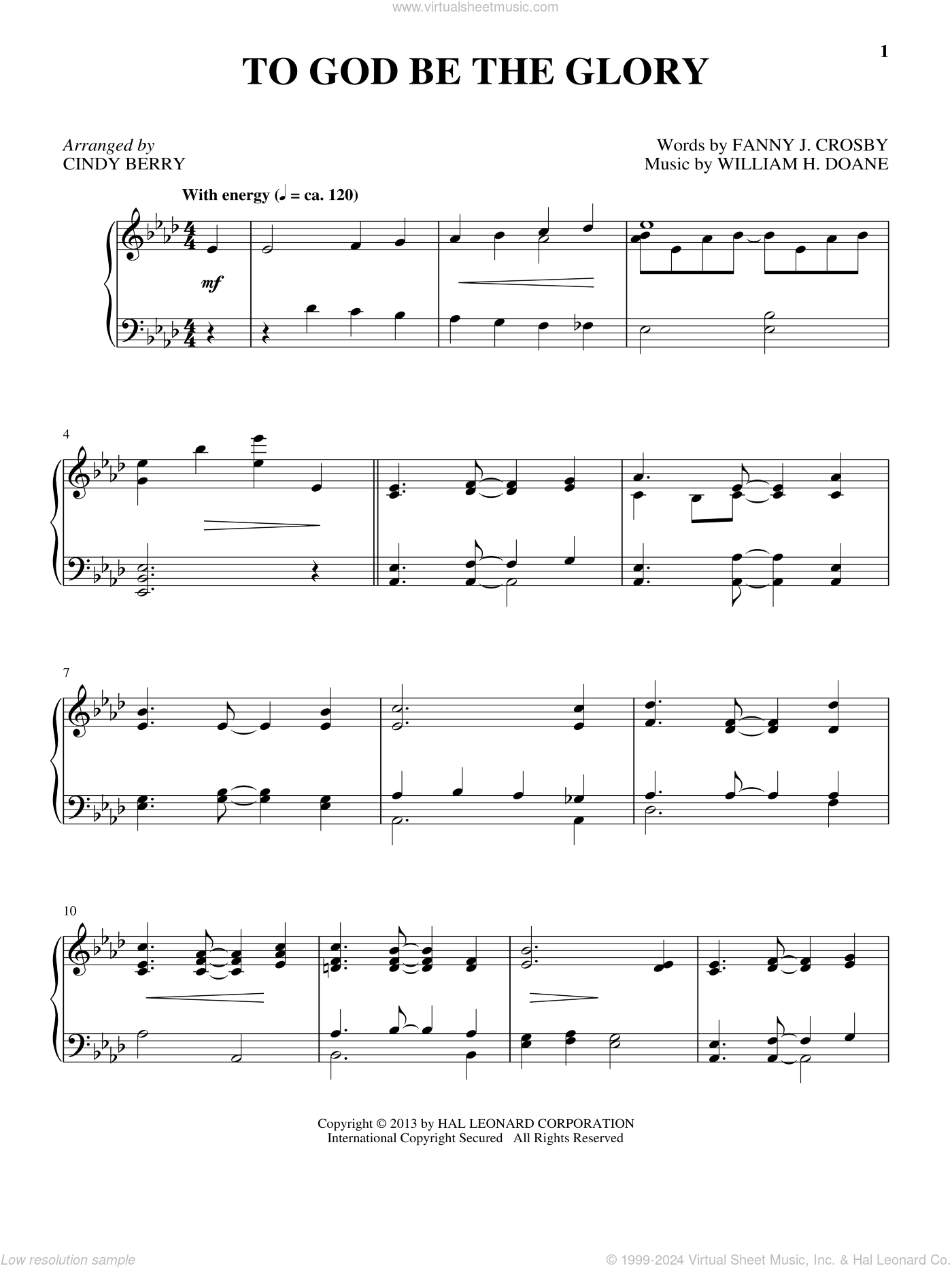 To God Be The Glory sheet music for piano solo (PDF-interactive)