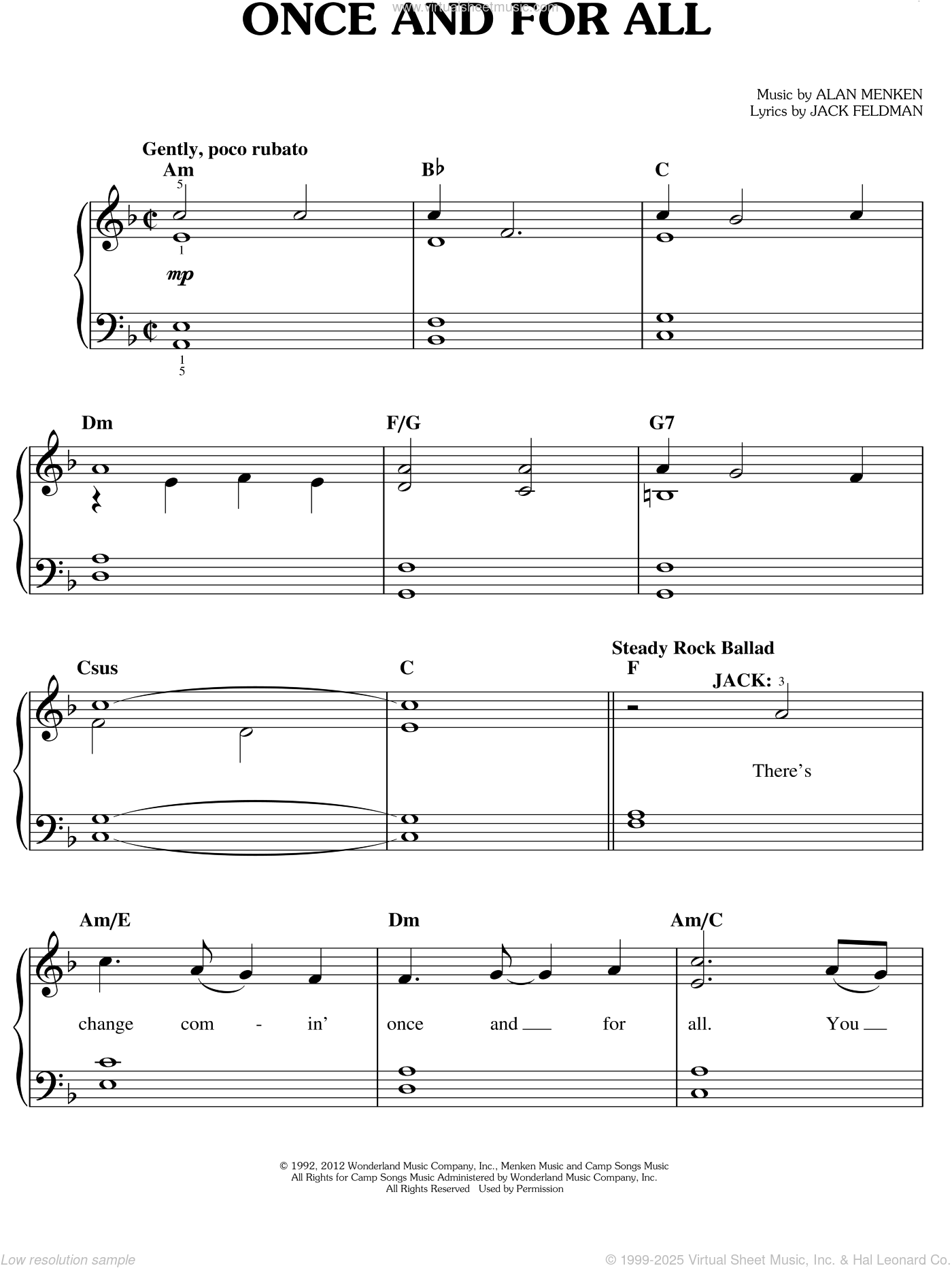 Once And For All sheet music for piano solo (PDF-interactive)