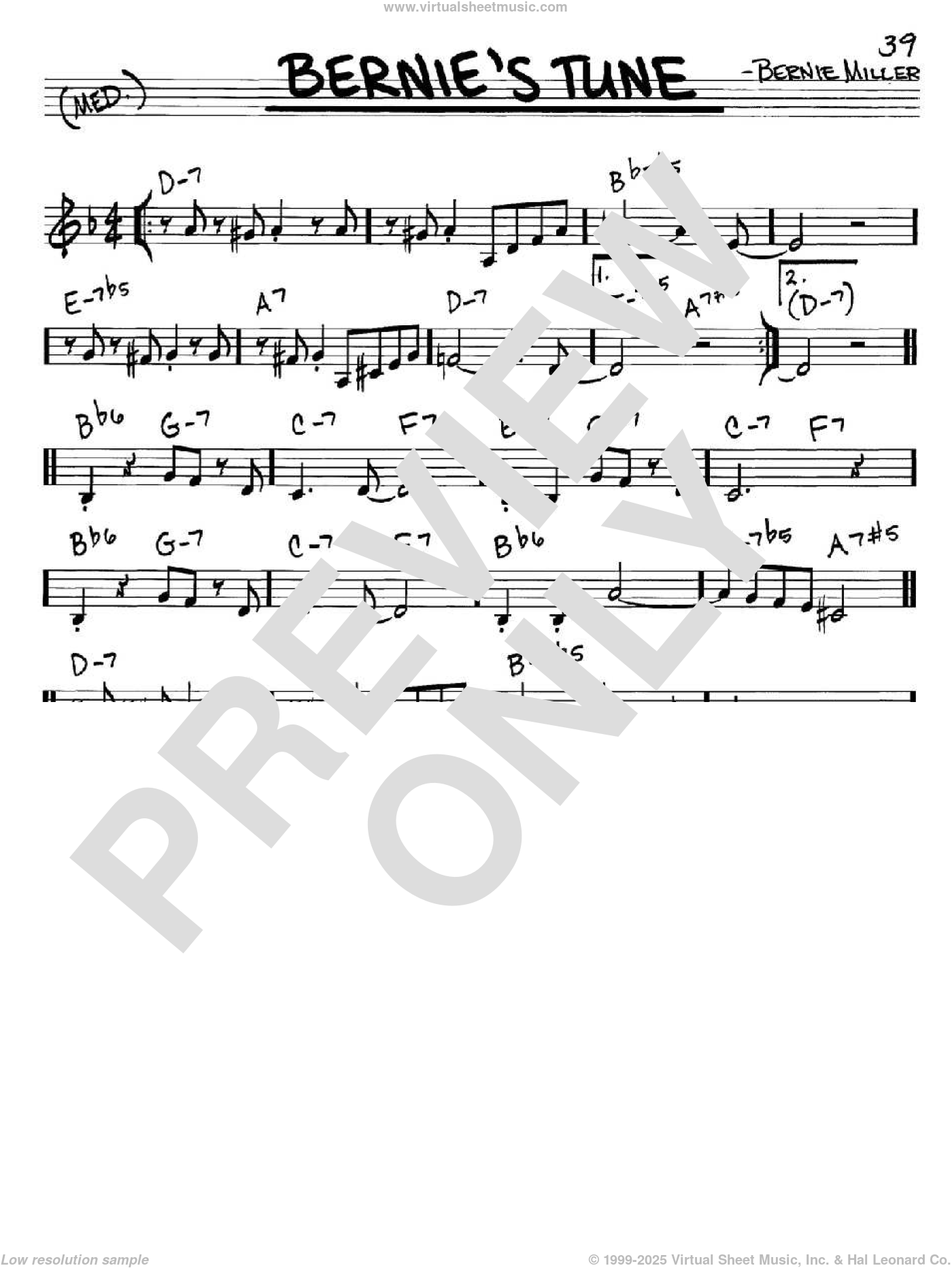 Bernie's Tune sheet music (real book - melody and chords) (in C)