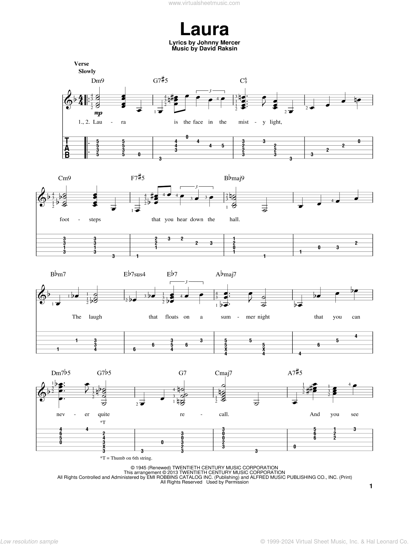 Laura sheet music for guitar solo (PDF)
