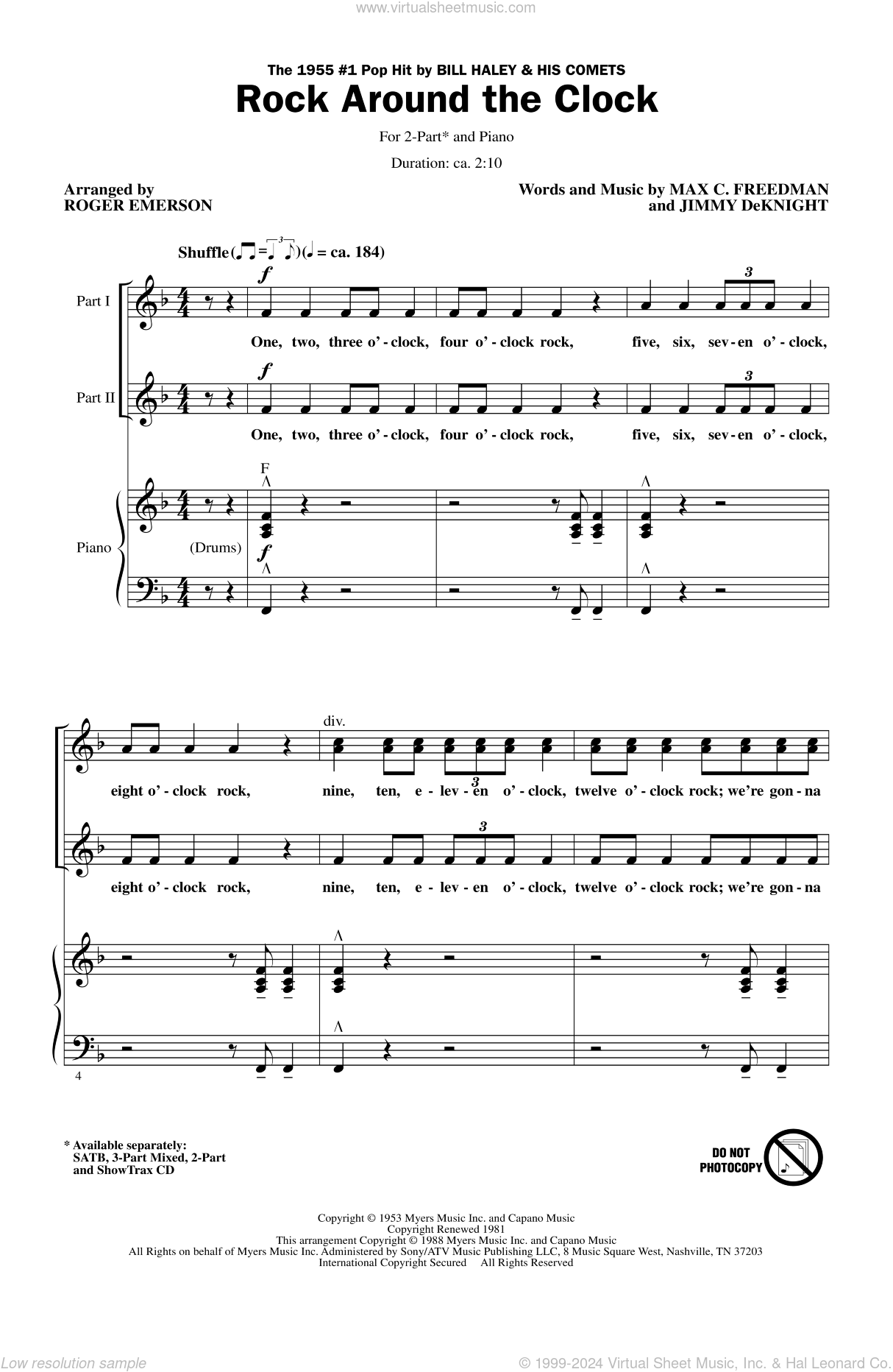 Rock Around The Clock (arr. Roger Emerson) sheet music for choir (2-Part)