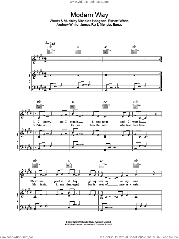 Modern Way sheet music for voice, piano or guitar (PDF)