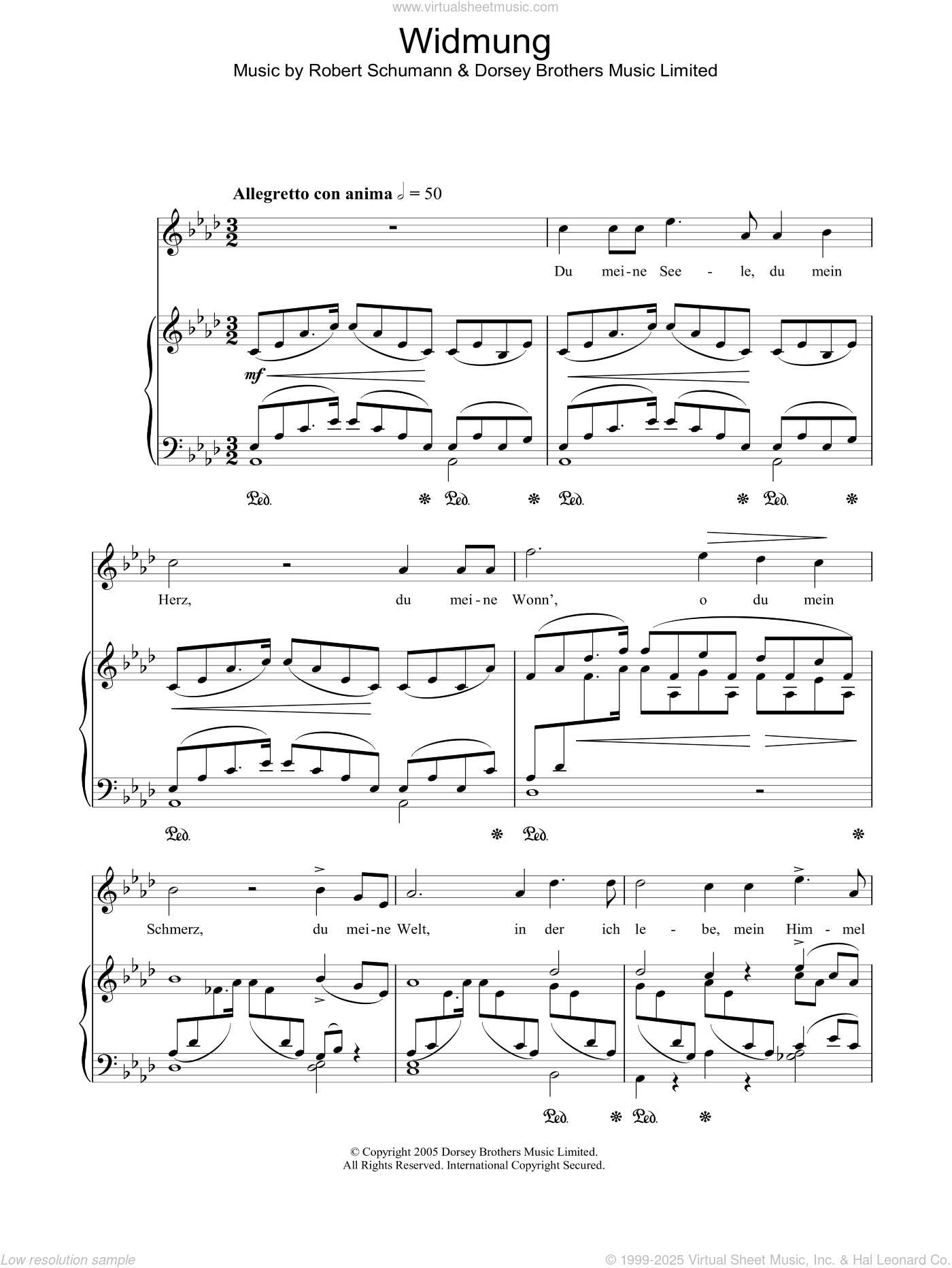 Widmung sheet music for voice, piano or guitar (PDF)