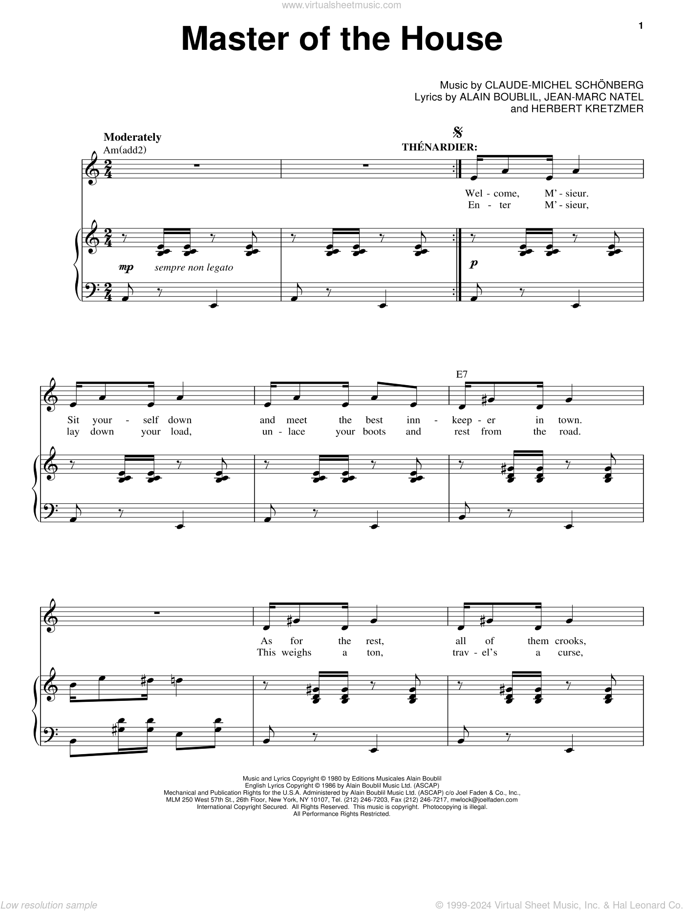 Master Of The House sheet music for voice and piano (PDF)