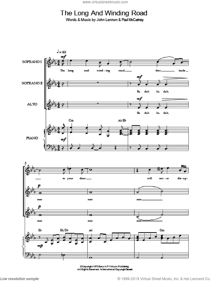 The Long And Winding Road (arr. Simon Foxley) sheet music for choir ...