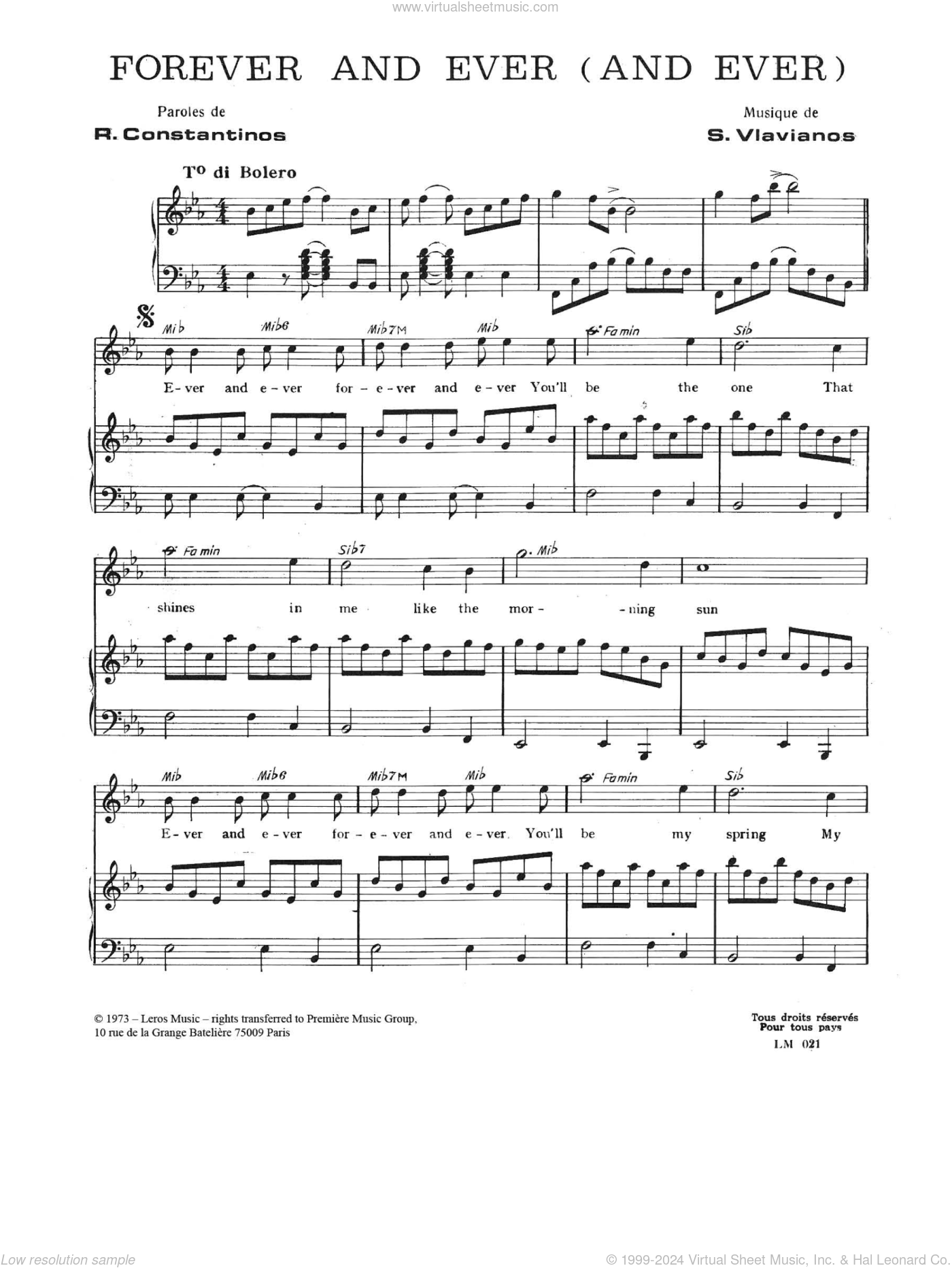 Forever And Ever (And Ever) sheet music for voice and piano (PDF)