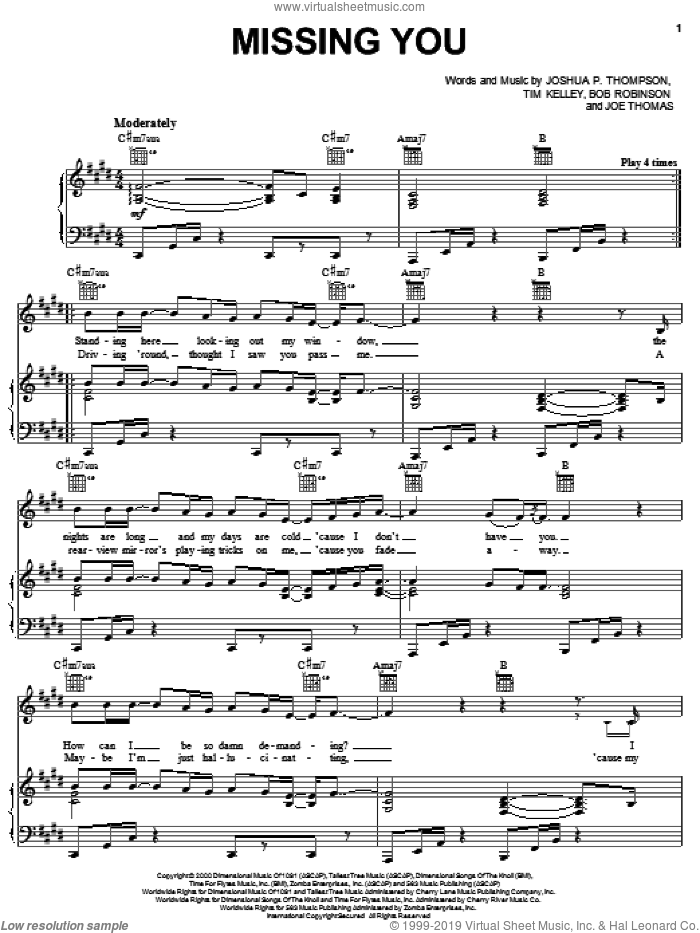 Case: Missing You sheet music for voice, piano or guitar (PDF)
