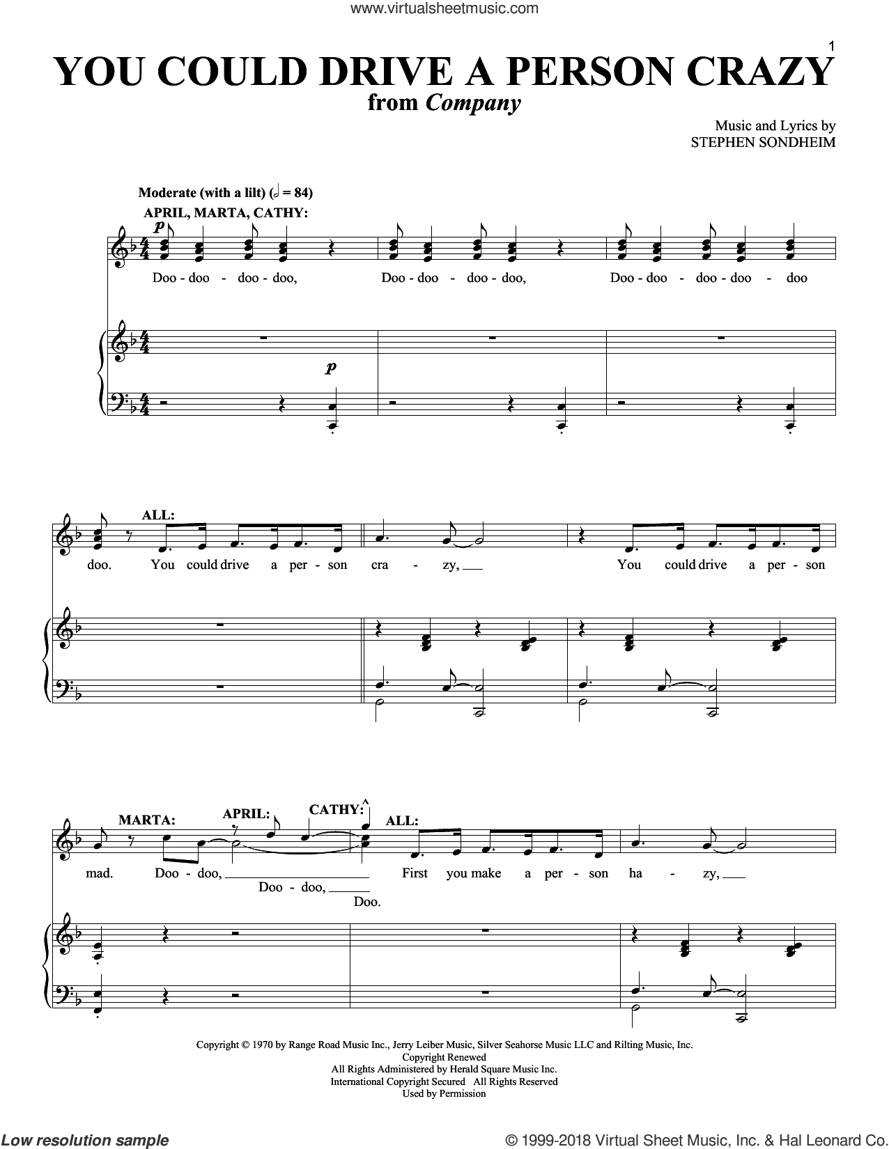 You Could Drive A Person Crazy sheet music for voice and piano
