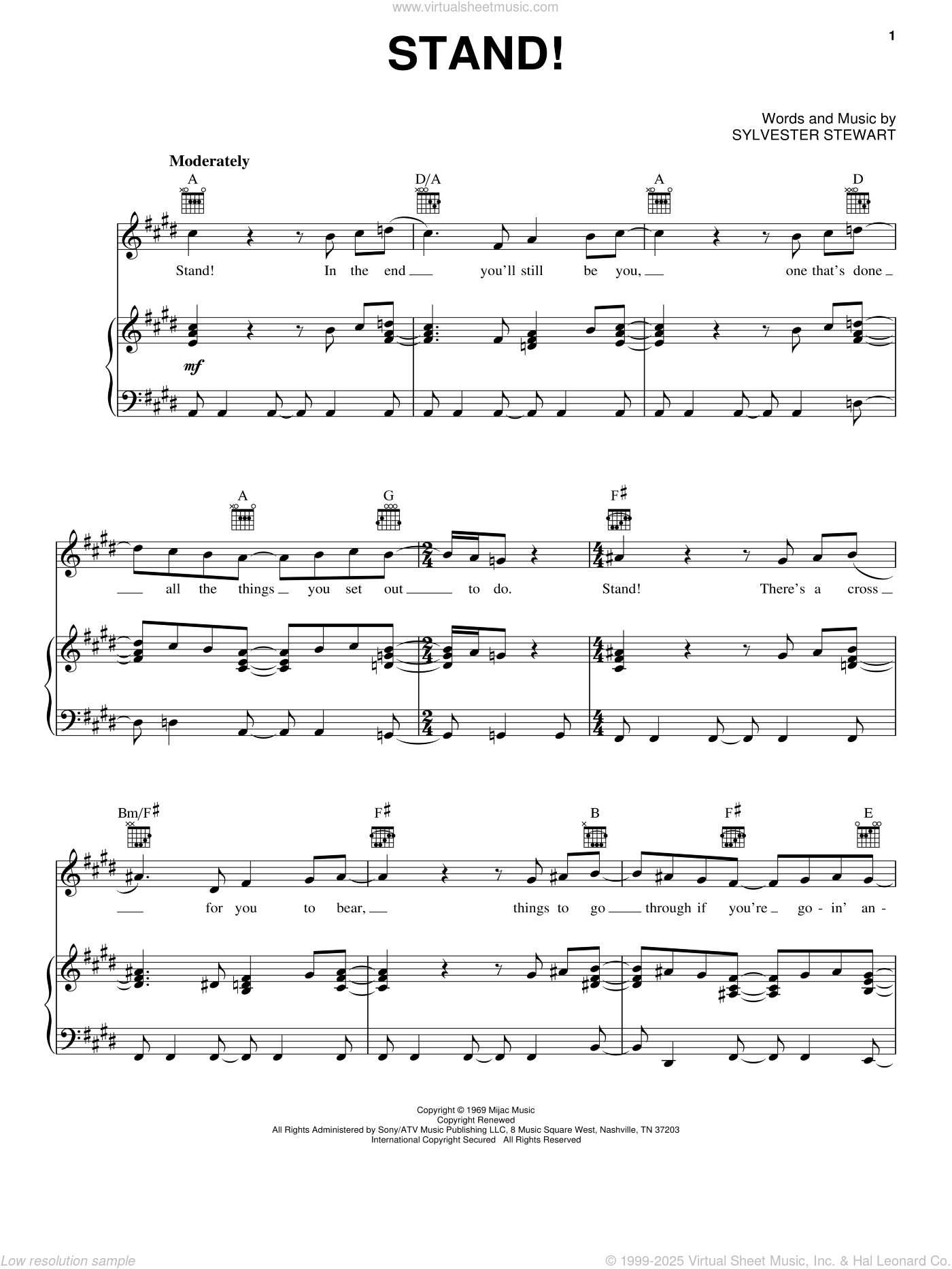 Stand! sheet music for voice, piano or guitar (PDF-interactive)
