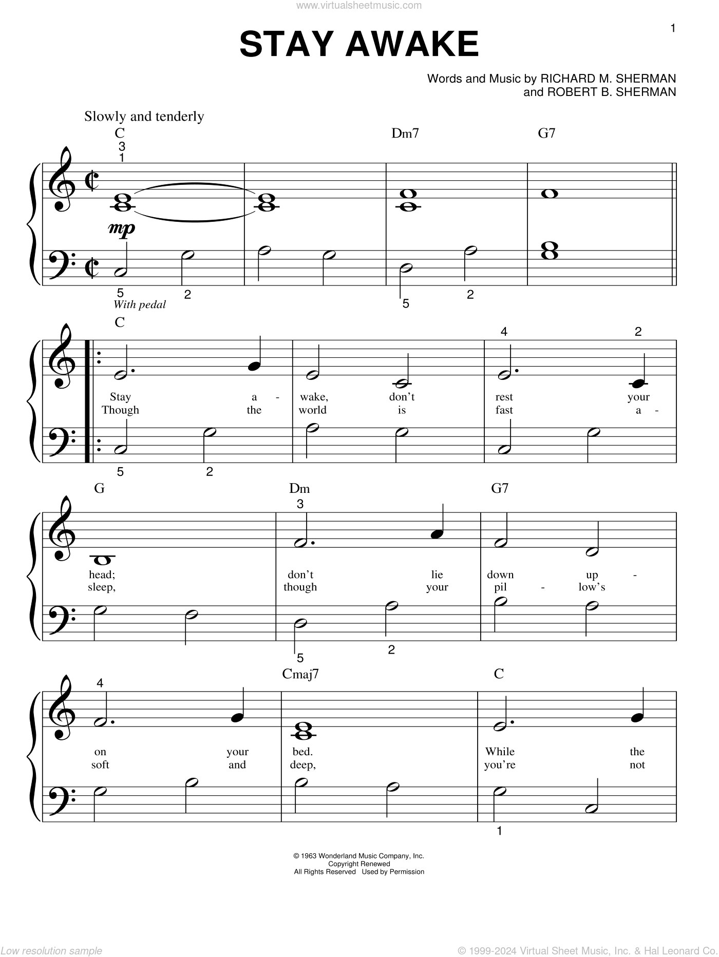 Stay Awake sheet music for piano solo (big note book) (PDF)