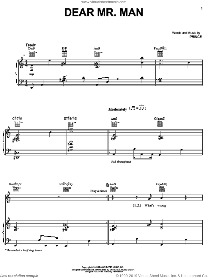 Dear Mr. Man sheet music for voice, piano or guitar (PDF)
