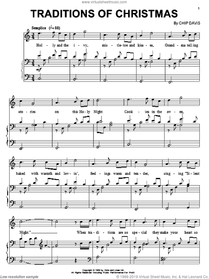 Traditions Of Christmas sheet music for piano solo (PDF)