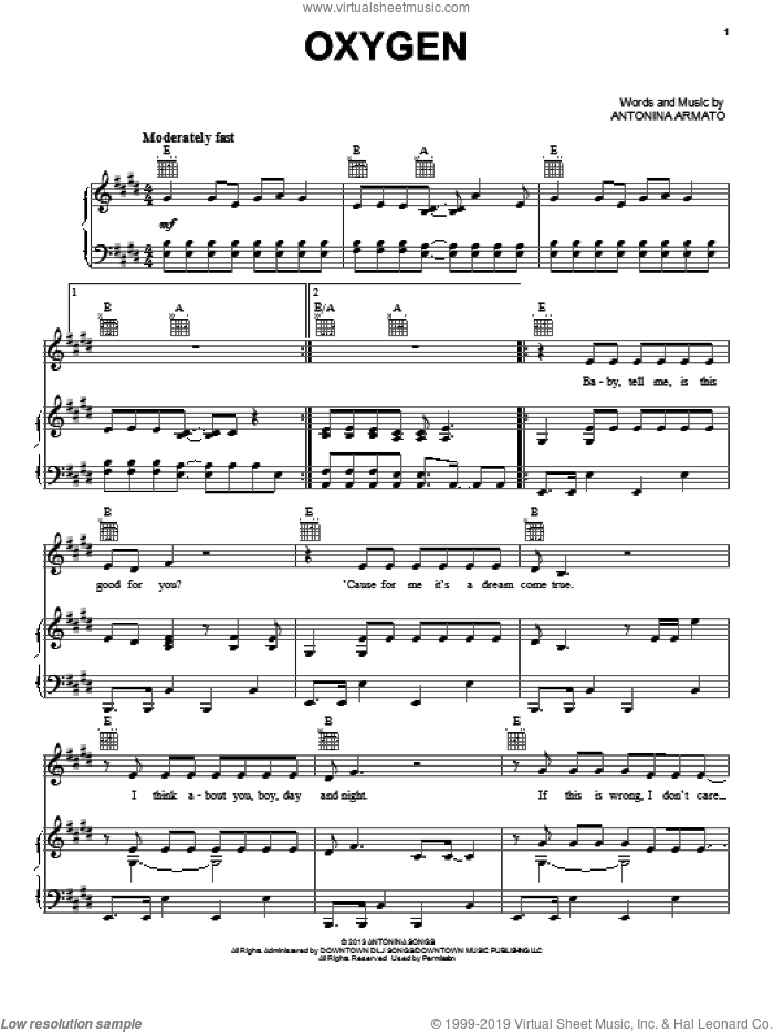 Maia Mitchell: Oxygen sheet music for voice, piano or guitar