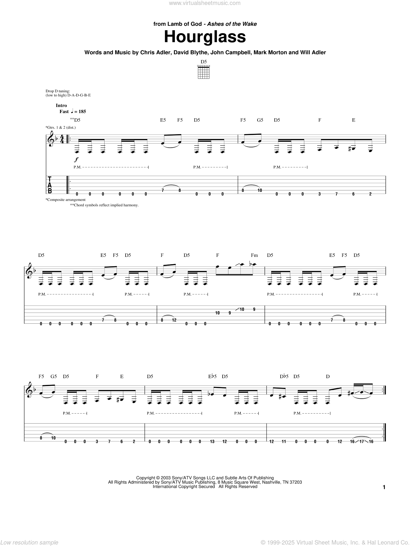 Hourglass sheet music for guitar (tablature) (PDF)