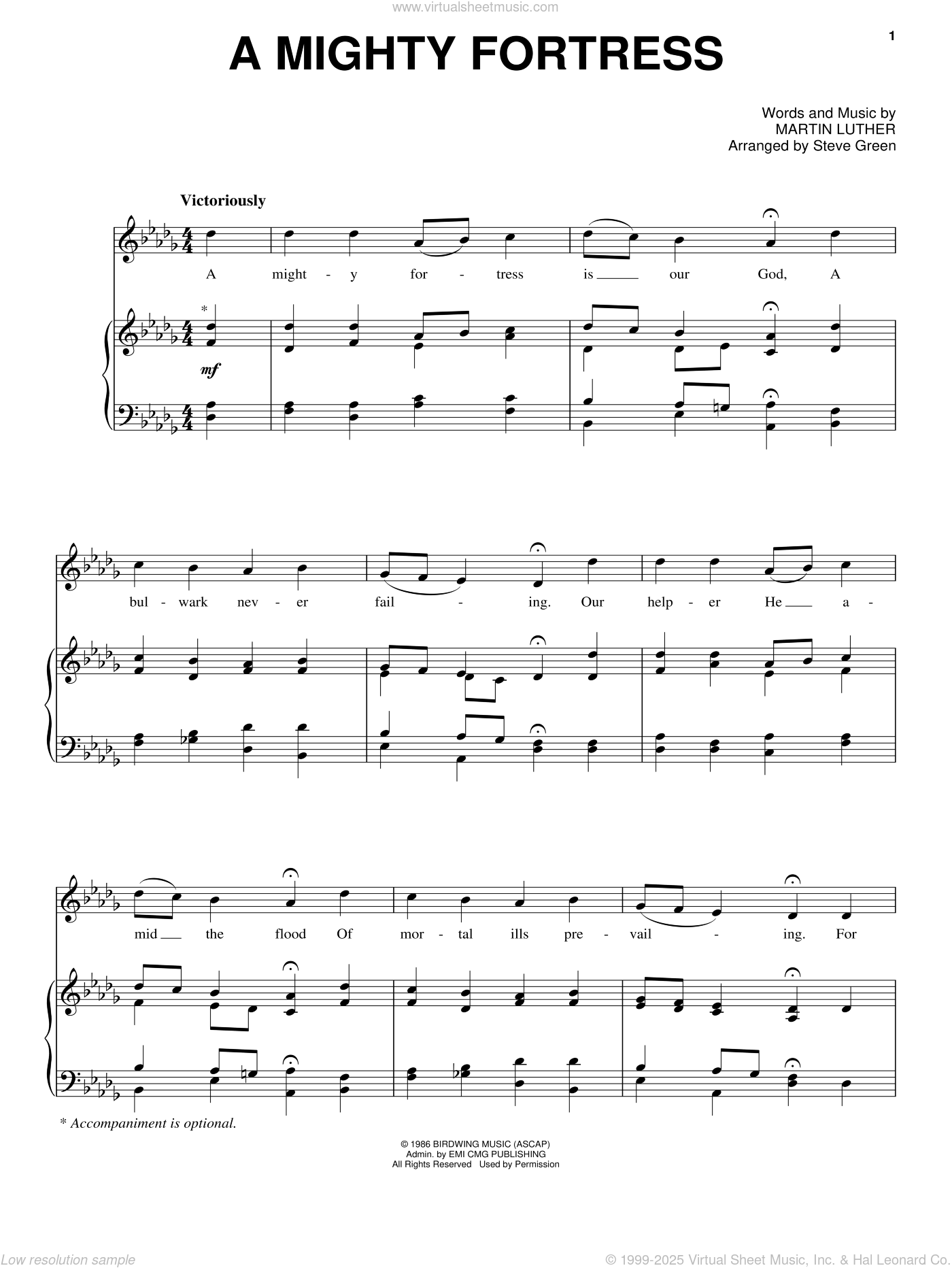Steve Green: A Mighty Fortress sheet music for voice, piano or guitar