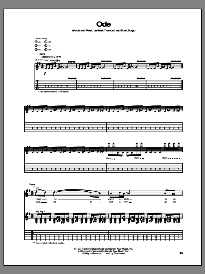 Ode sheet music for guitar (tablature) (PDF)