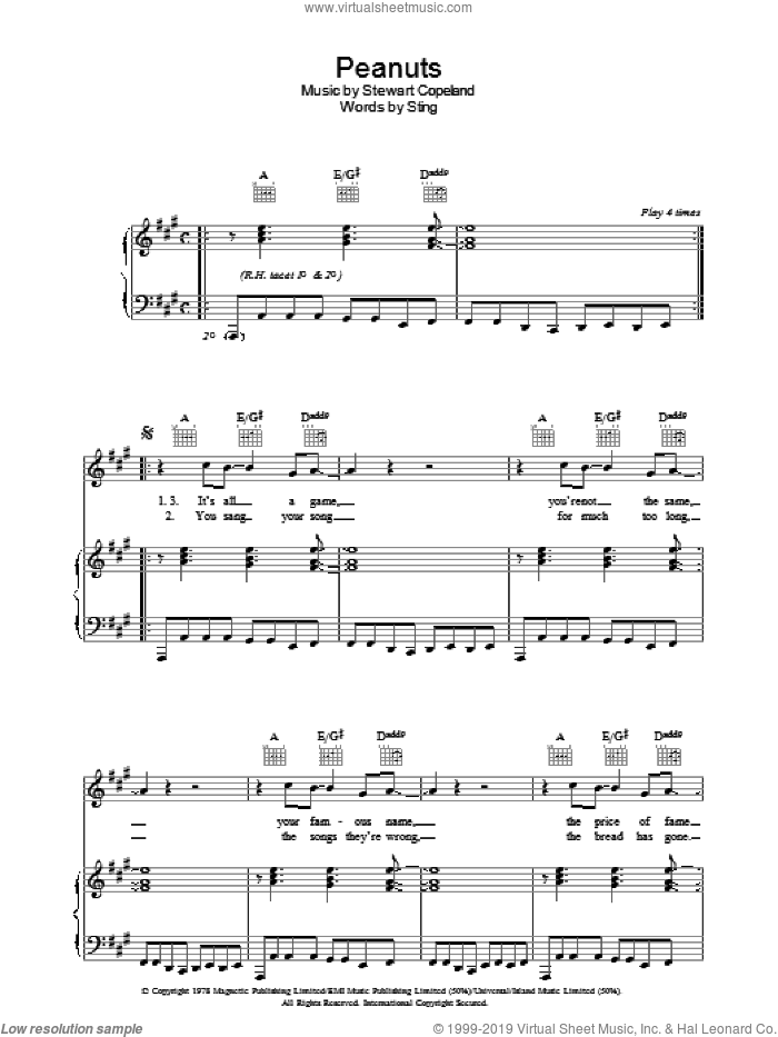 Peanuts sheet music for voice, piano or guitar (PDF)