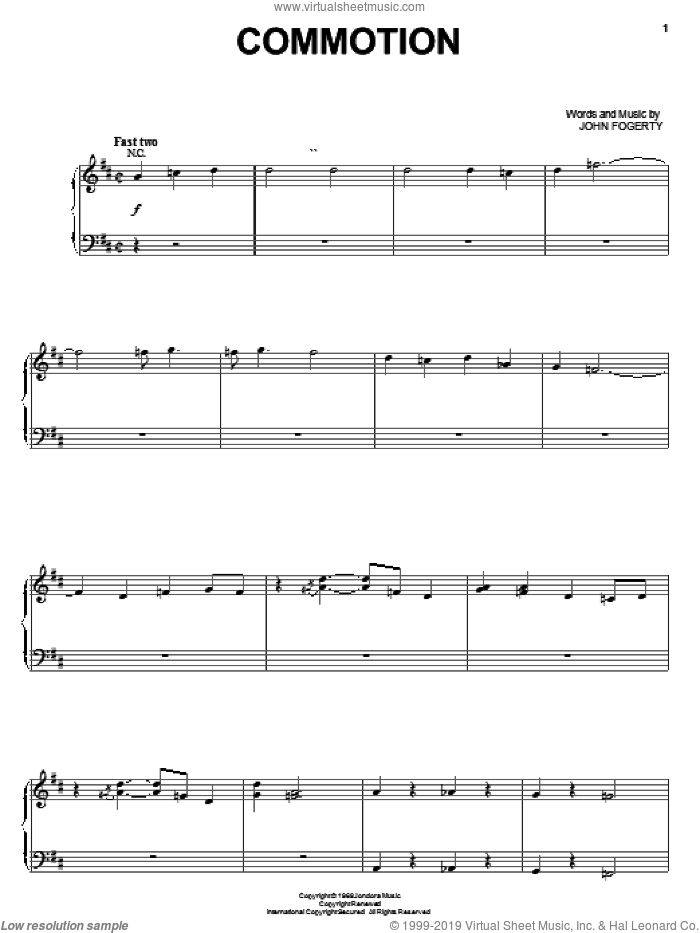 Commotion sheet music for voice, piano or guitar (PDF)