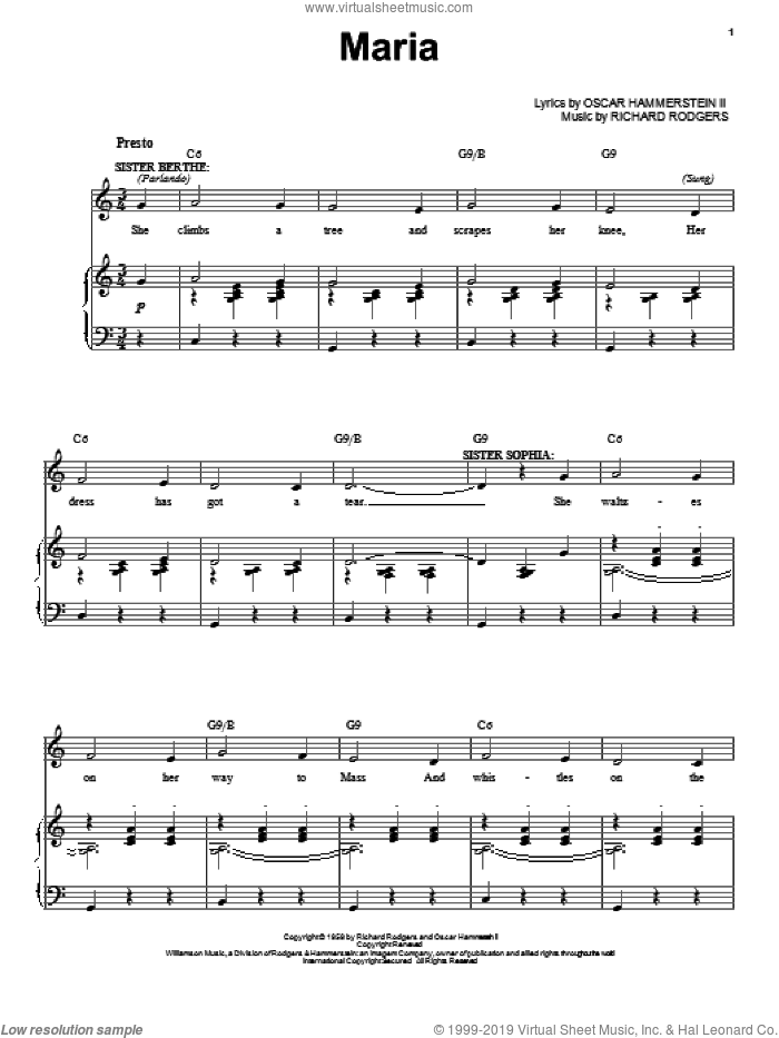 Maria sheet music for voice and piano (PDF-interactive)