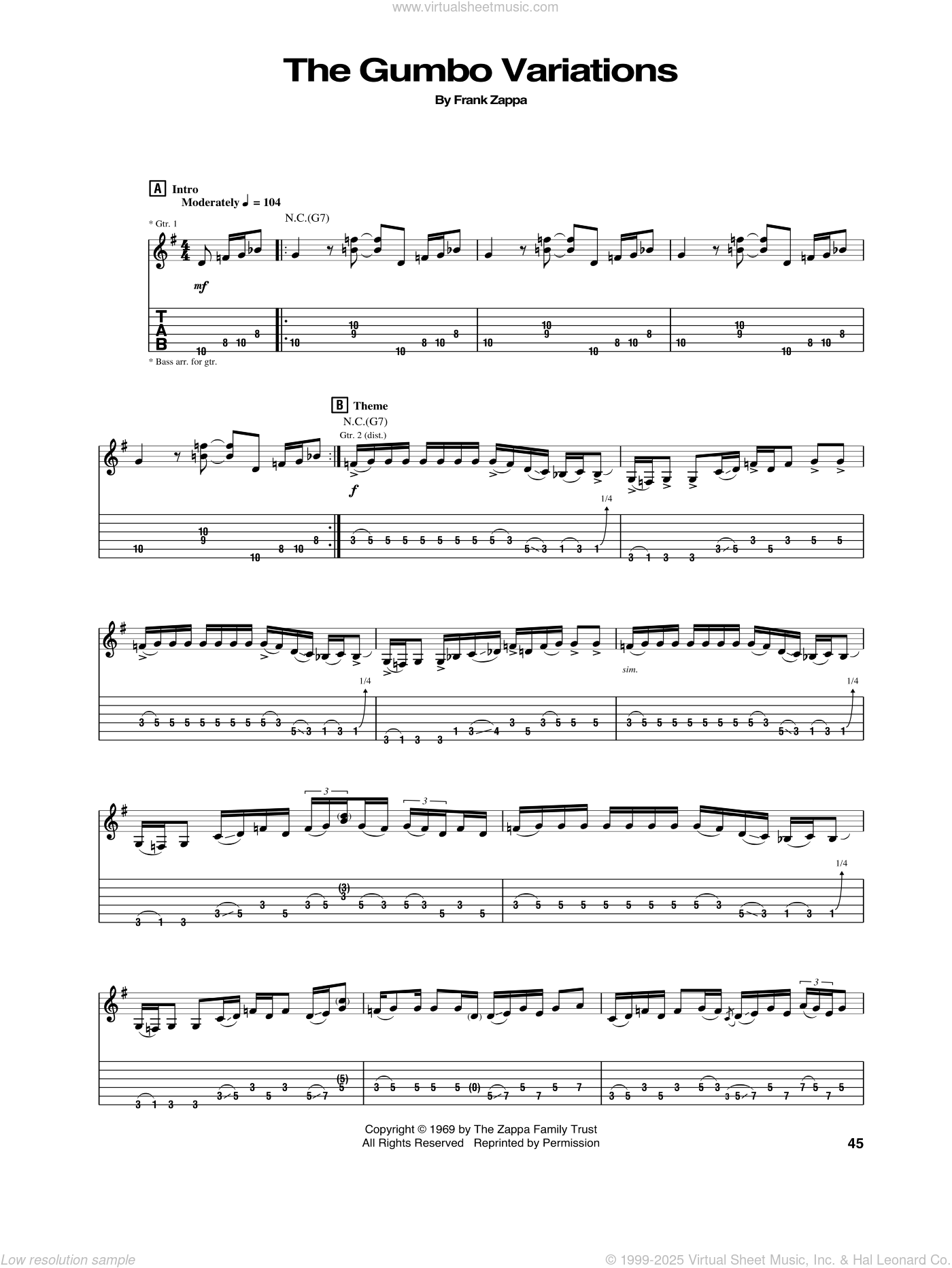 The Gumbo Variations sheet music for guitar (tablature) (PDF)