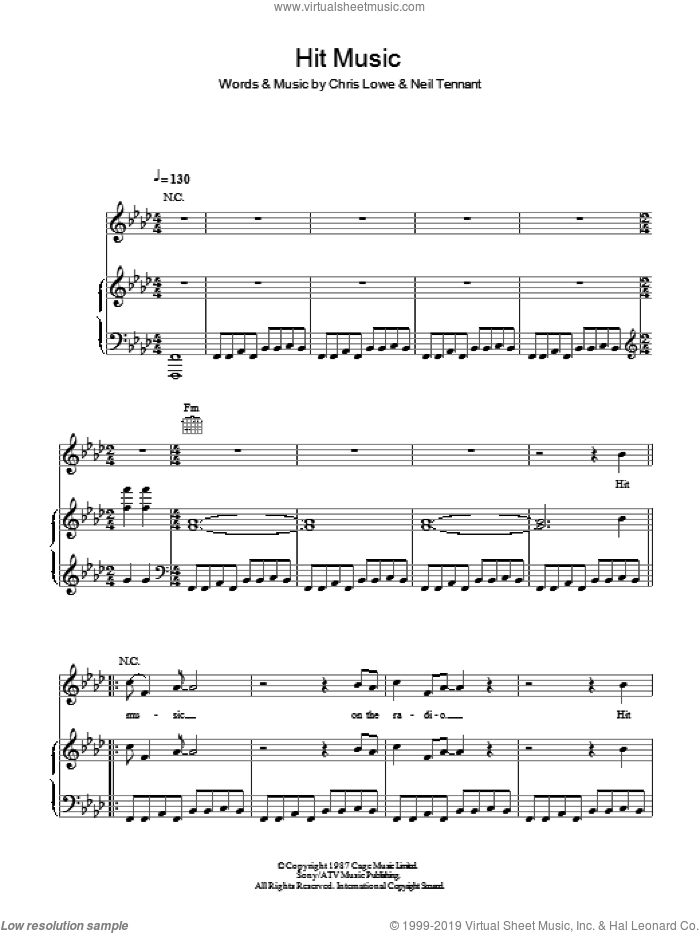 Hit Music sheet music for voice, piano or guitar (PDF)
