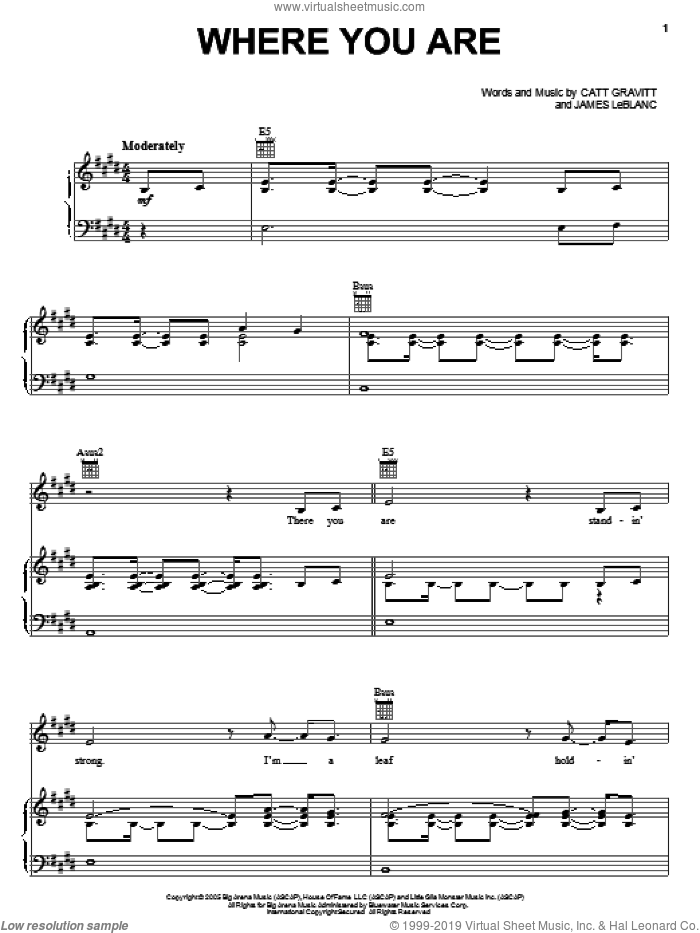 Rascal Flatts: Where You Are sheet music for voice, piano or guitar