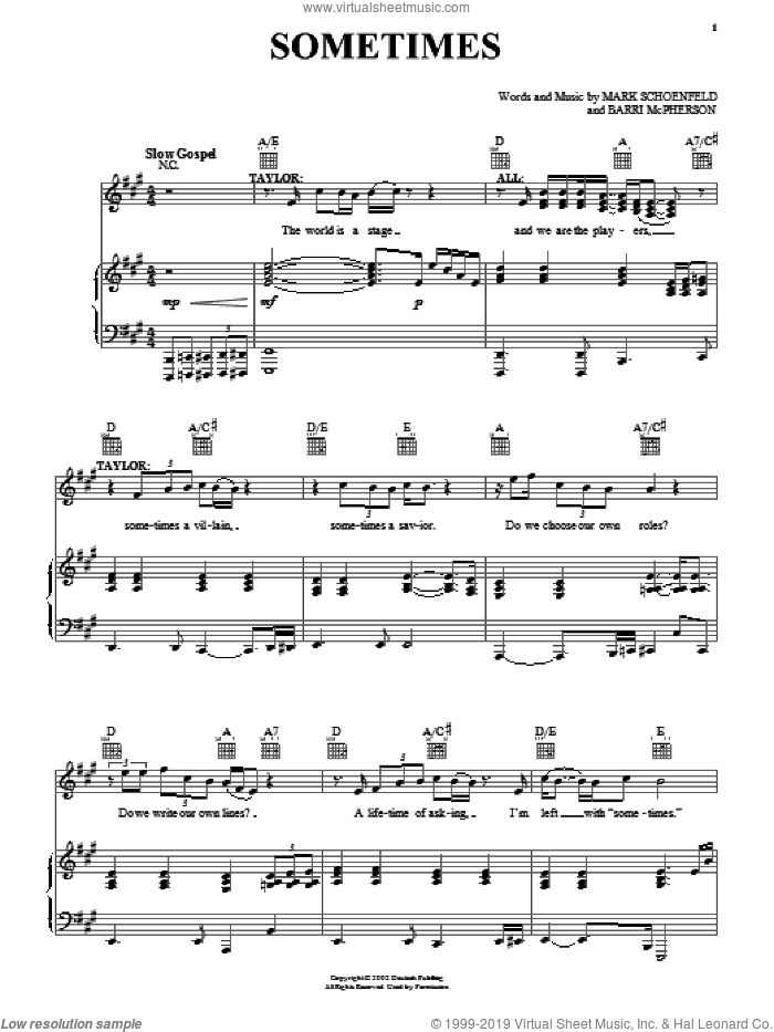 Brooklyn The Musical: Sometimes sheet music for voice, piano or guitar