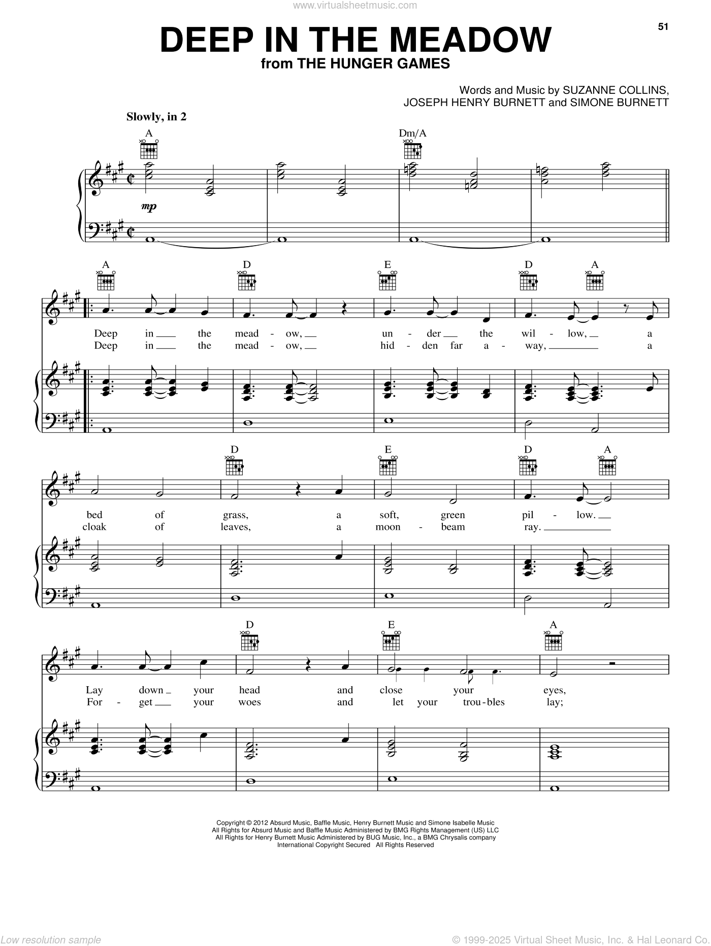 Deep In The Meadow sheet music for voice, piano or guitar (PDF)