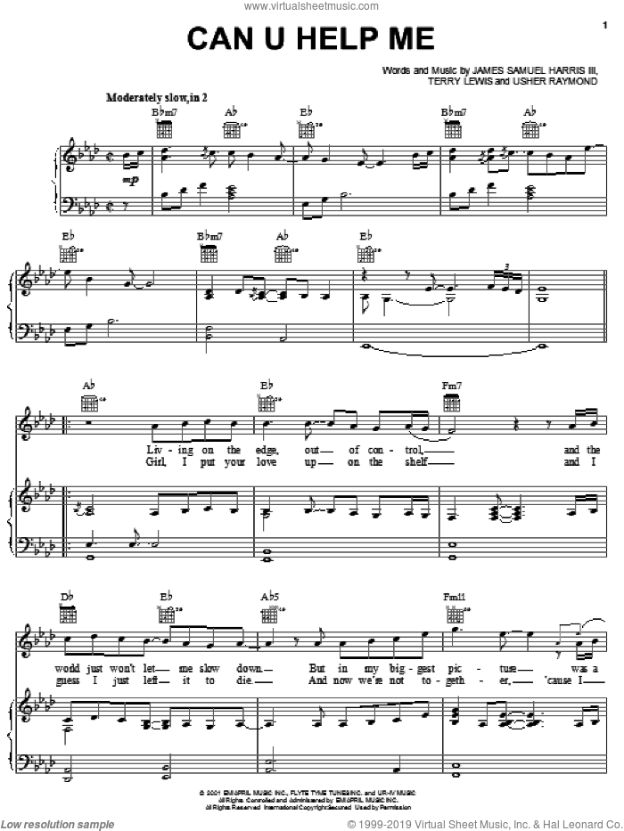 Can U Help Me sheet music for voice, piano or guitar (PDF)
