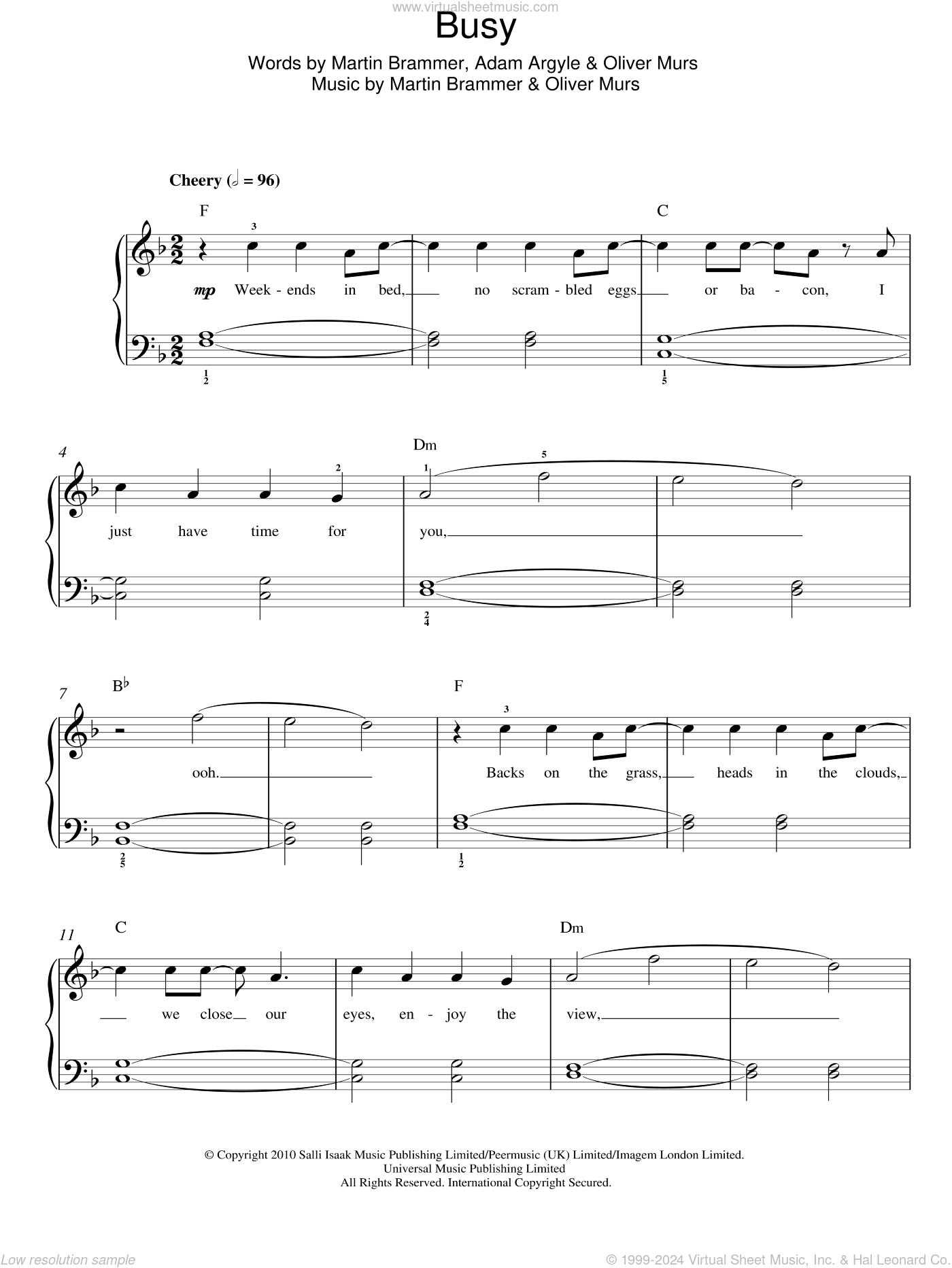 Busy sheet music for piano solo (PDF-interactive)