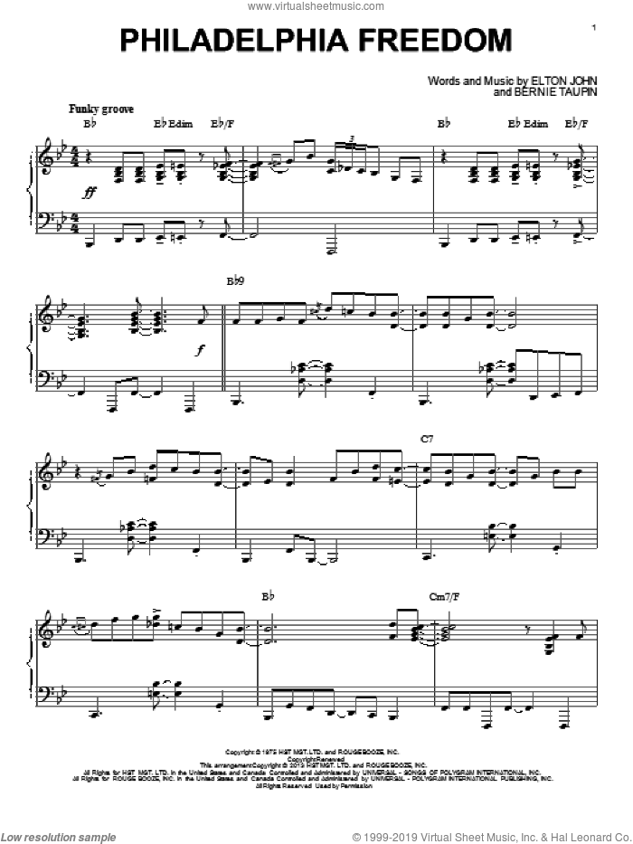 Philadelphia Freedom [Jazz version] (arr. Brent Edstrom) sheet music ...