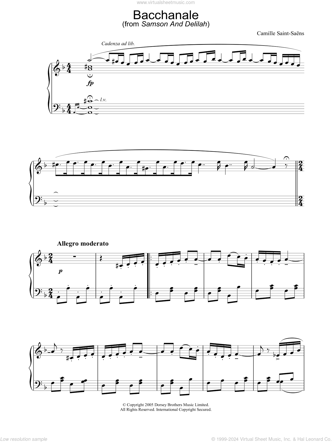 Bacchanale sheet music for piano solo (PDF)