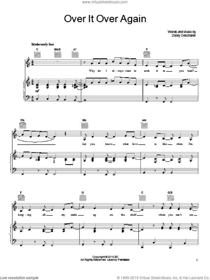 Over It Over Again sheet music for voice, piano or guitar (PDF)
