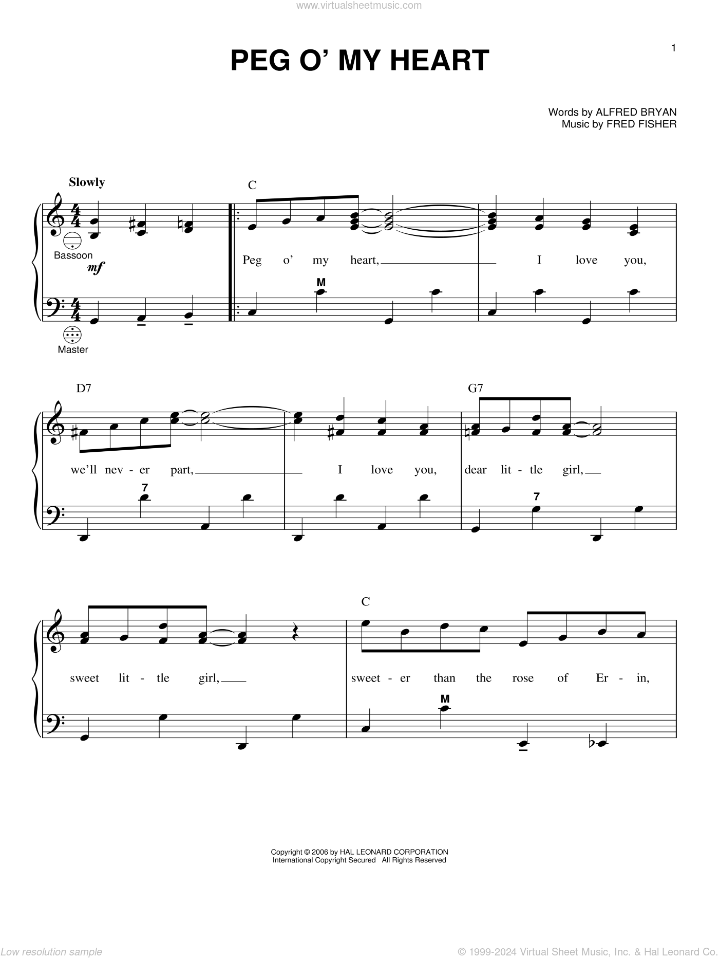 Fisher - Peg O' My Heart sheet music for accordion [PDF]