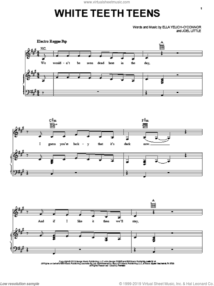 White Teeth Teens sheet music for voice, piano or guitar (PDF)