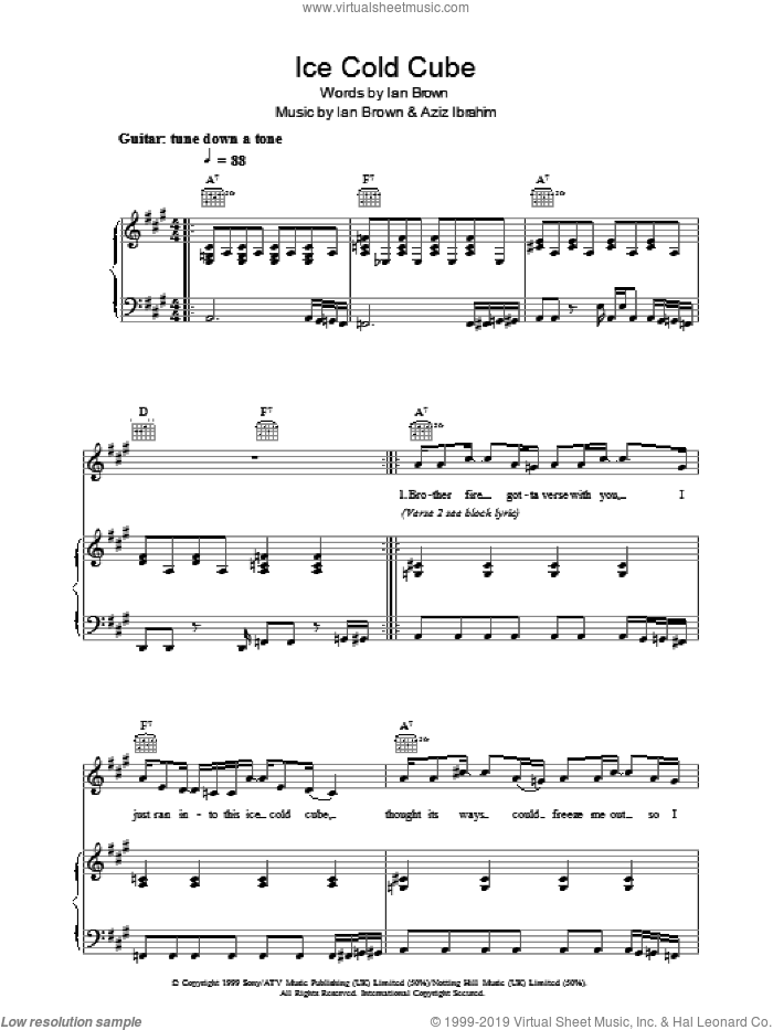 Ice Cold Cube sheet music for voice, piano or guitar (PDF)