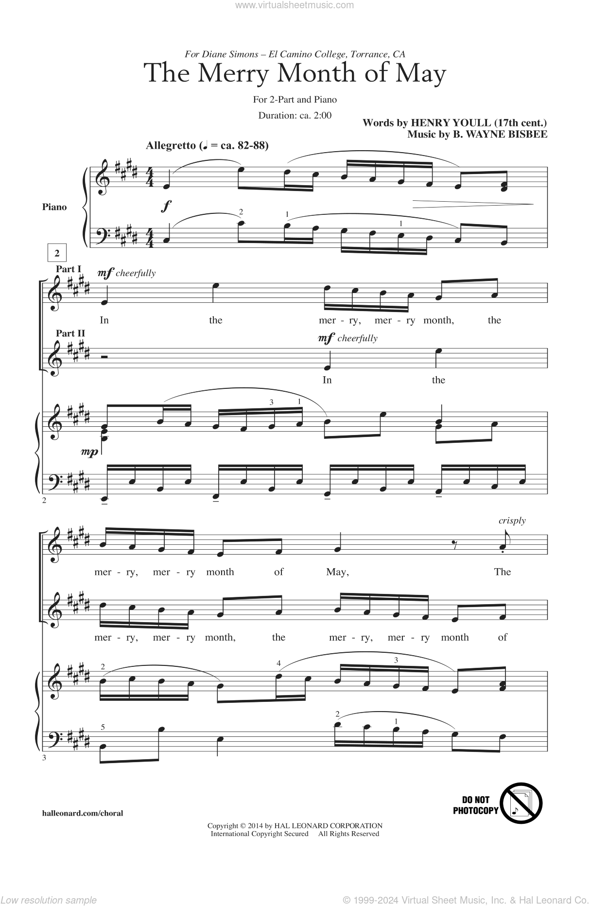 The Merry Month Of May sheet music for choir (2-Part) (PDF)
