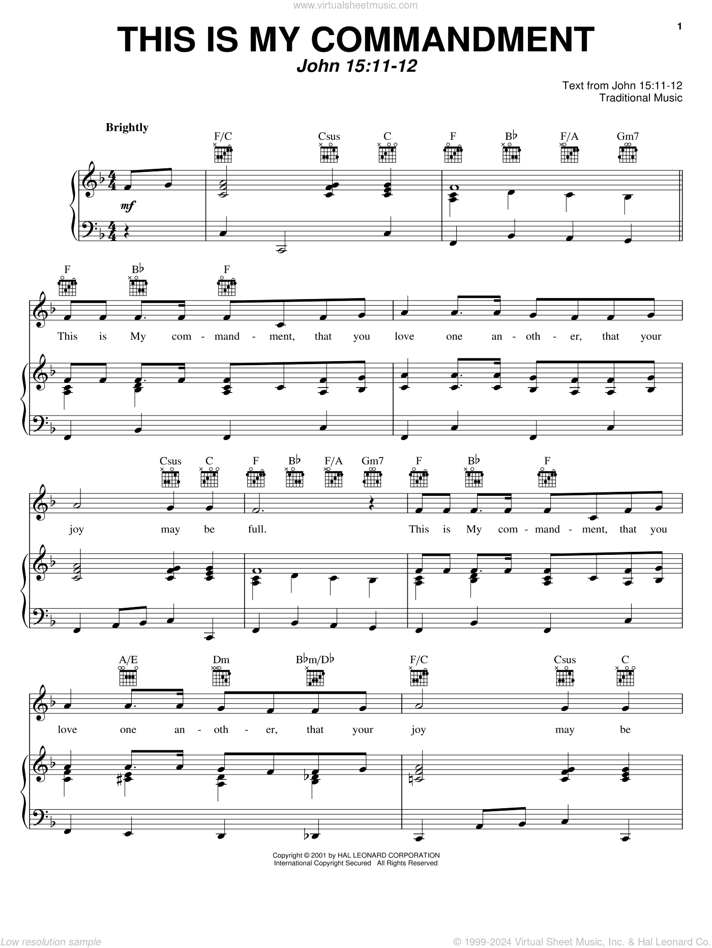 This Is My Commandment sheet music for voice, piano or guitar