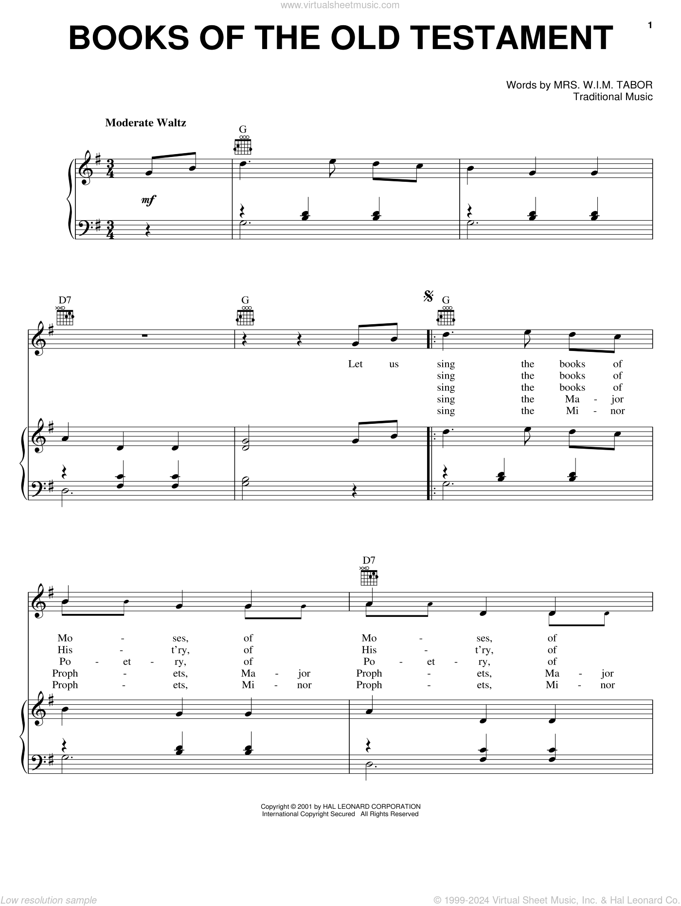 Books Of The Old Testament sheet music for voice, piano or guitar