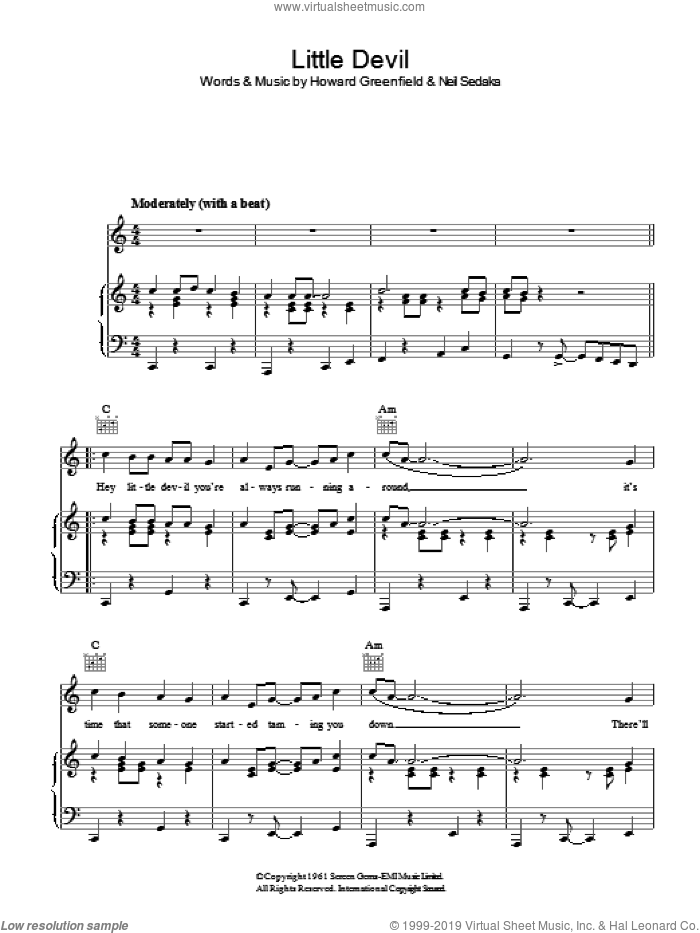 Little Devil sheet music for voice, piano or guitar (PDF)