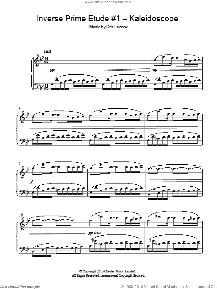 Inverse Prime Etude #1 - Kaleidoscope sheet music for piano solo