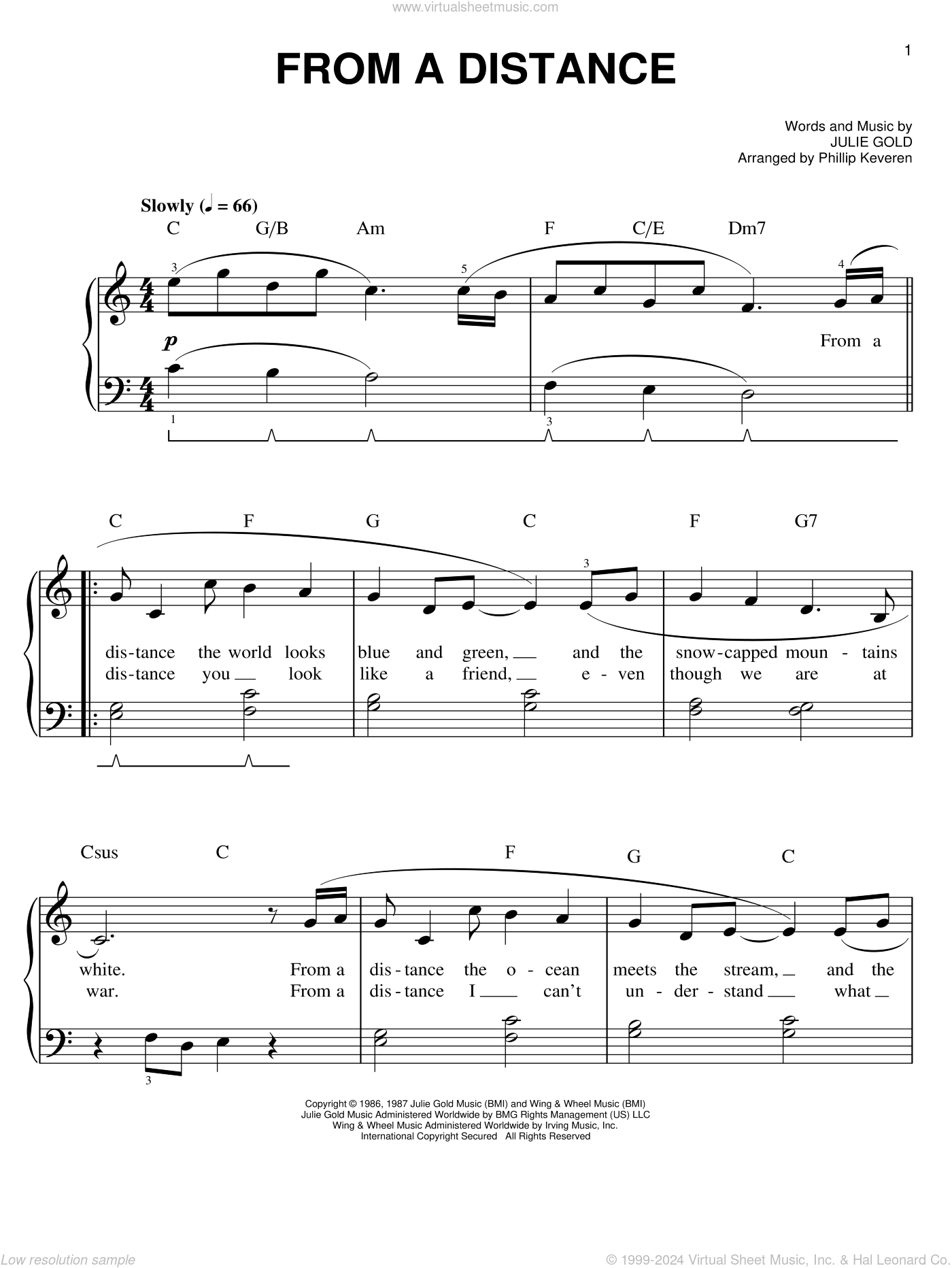 From A Distance (arr. Phillip Keveren) sheet music for piano solo