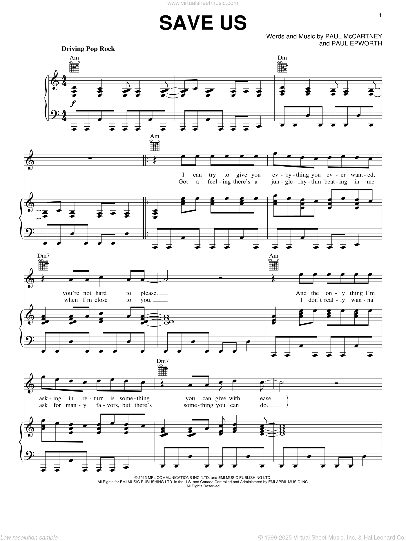 Save Us sheet music for voice, piano or guitar (PDF-interactive)
