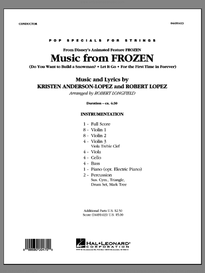 Music from Frozen sheet music (complete collection) for orchestra