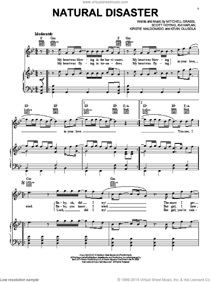 Natural Disaster sheet music for voice, piano or guitar (PDF)