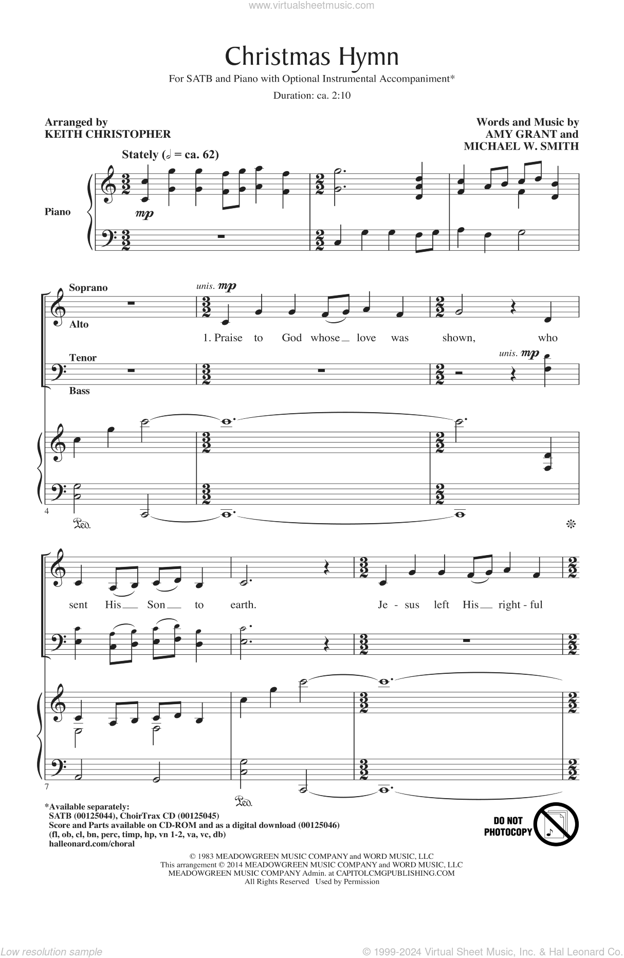 Christmas Hymn sheet music for choir (SATB: soprano, alto, tenor, bass)