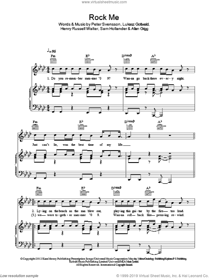 Rock Me sheet music for voice, piano or guitar (PDF) v2