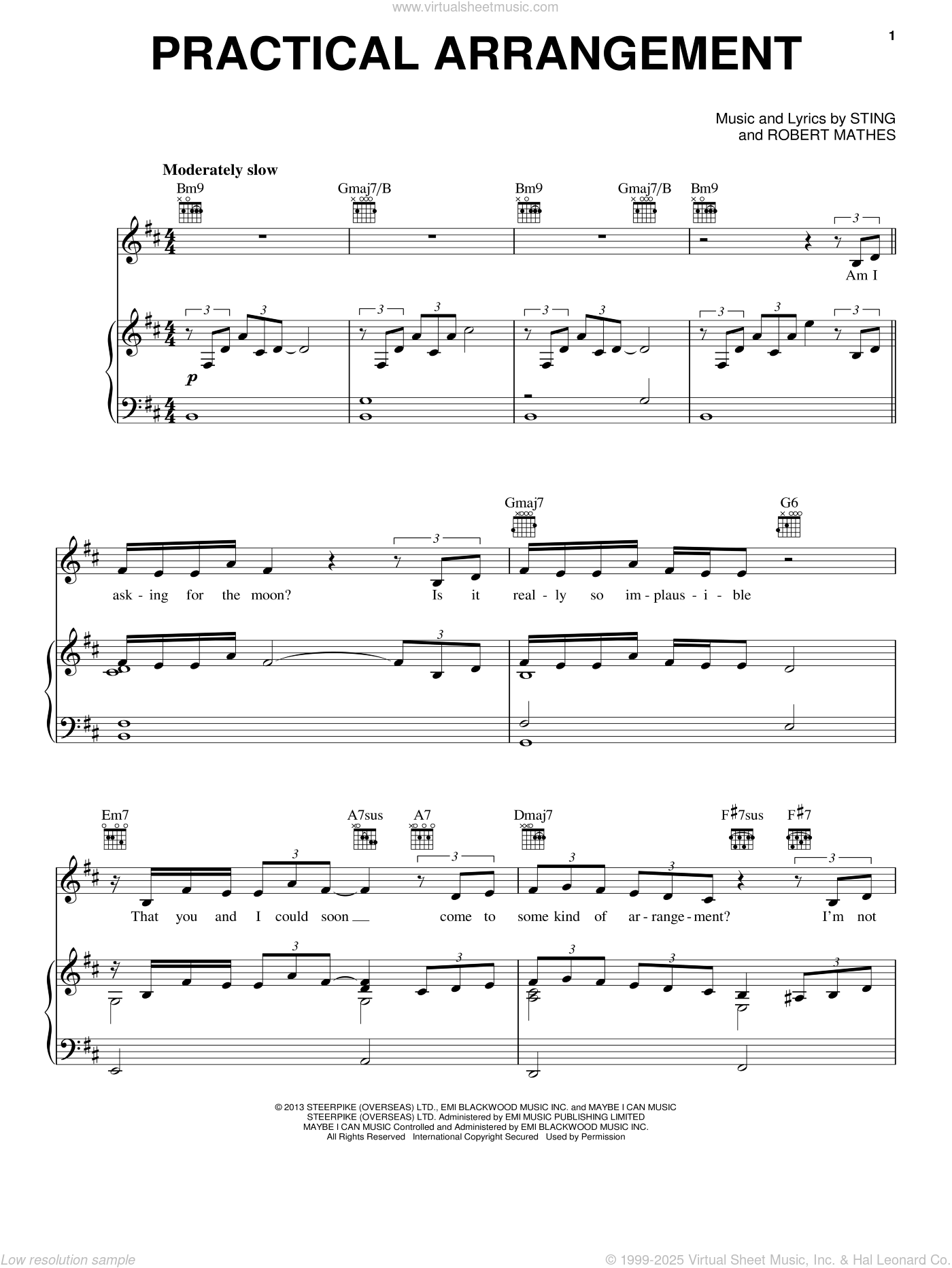 Practical Arrangement sheet music for voice, piano or guitar