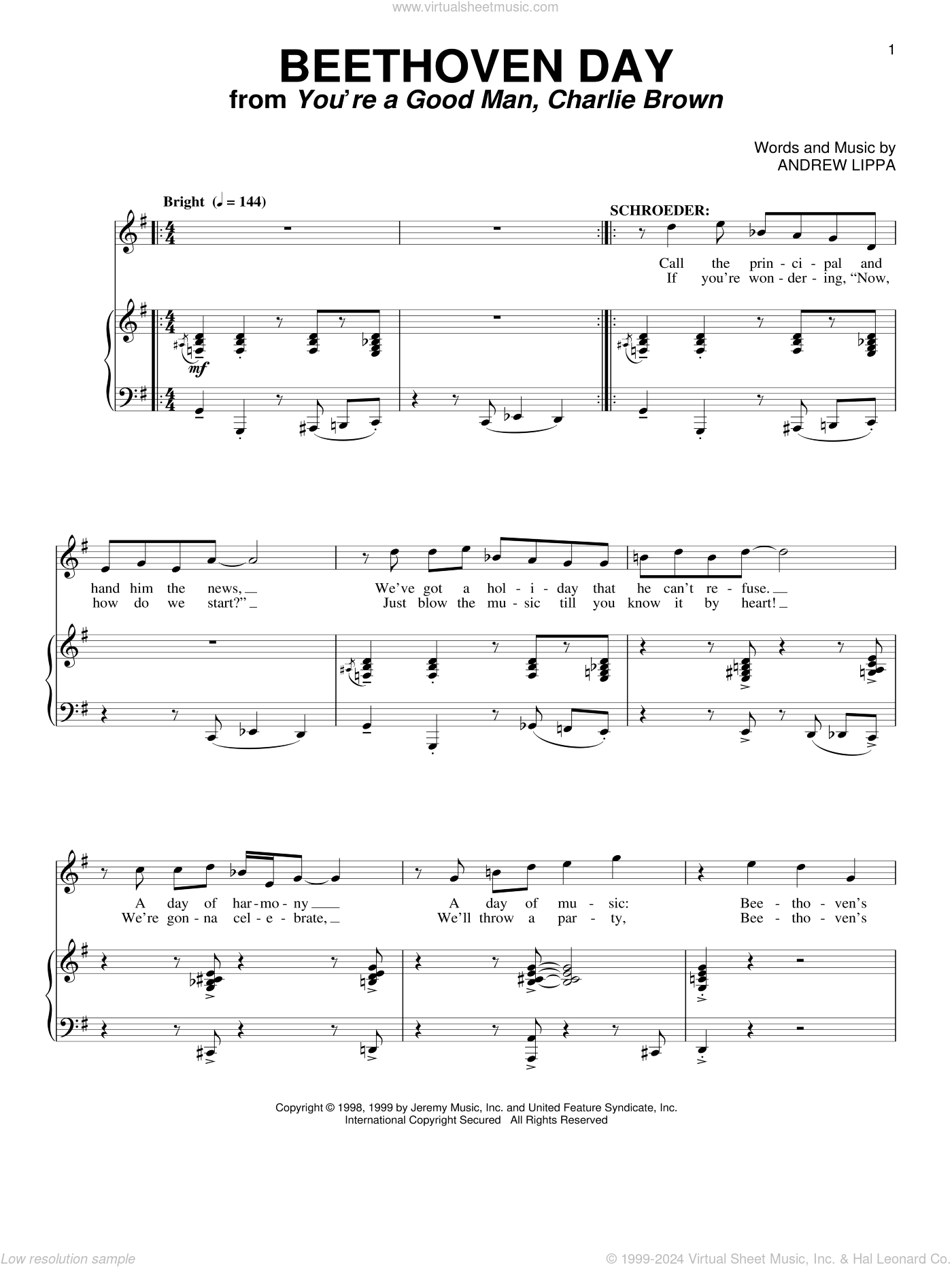 Beethoven Day sheet music for voice and piano (PDF-interactive)